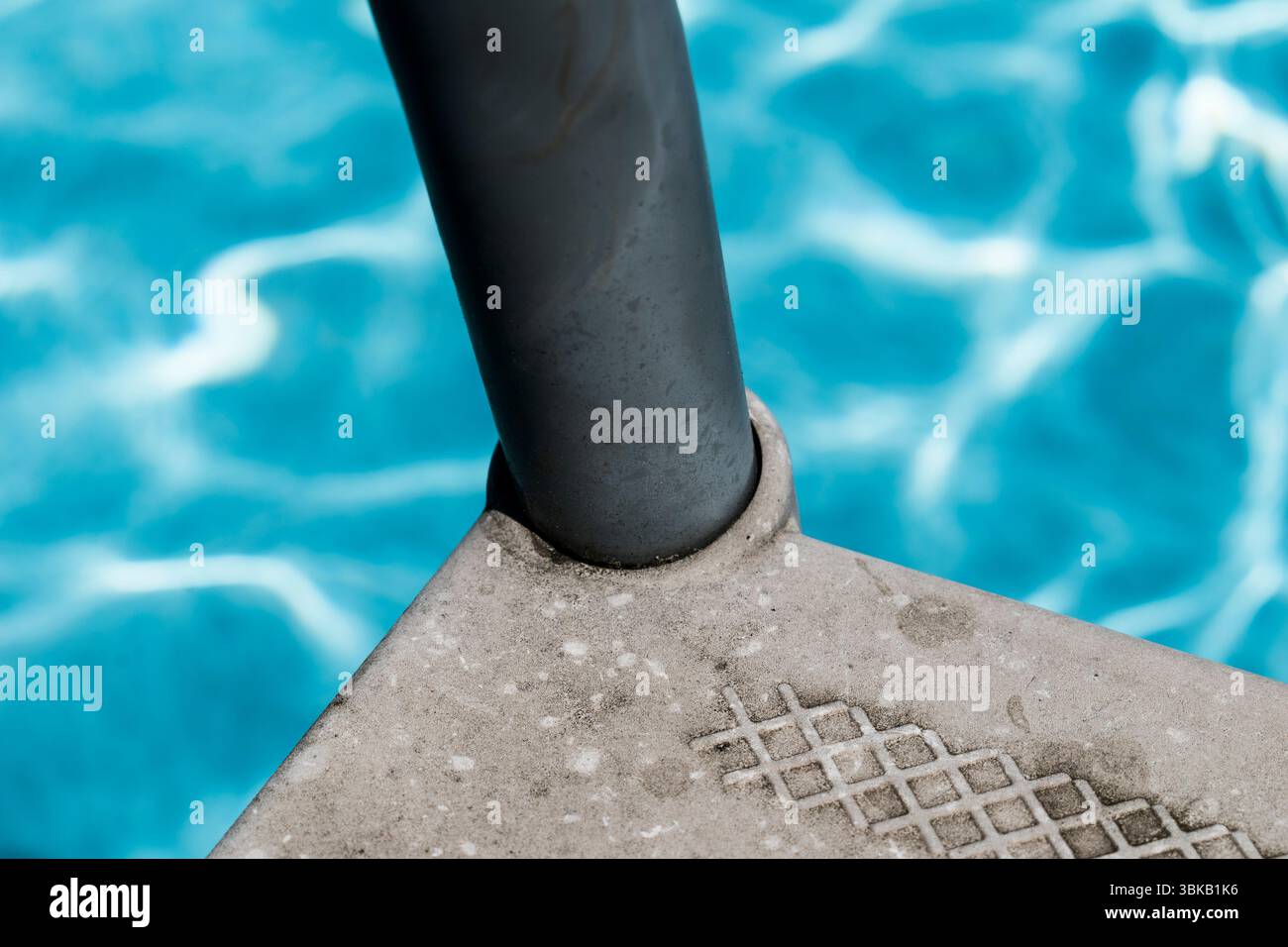 Clear view of pool entry ladder from top angle Stock Photo - Alamy