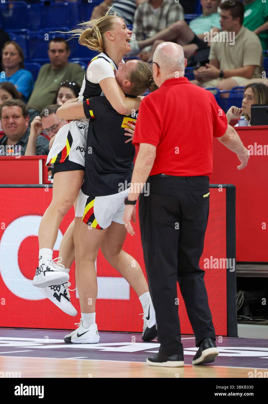 Belgium's Julie Vanloo and Belgium's Elise Ramette celebrate during a ...