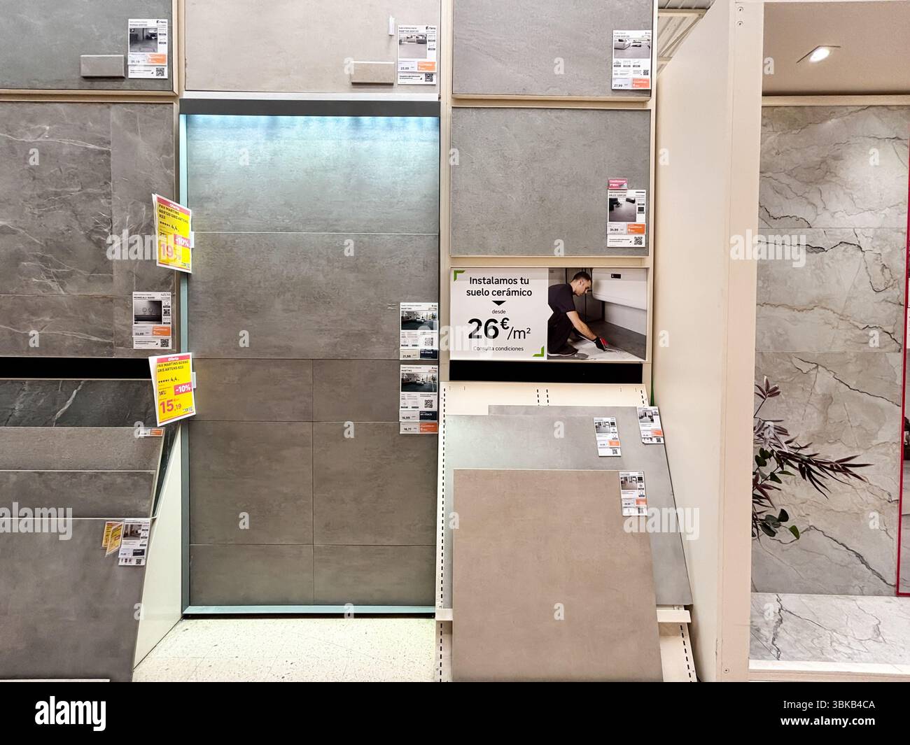 Alicante, Spain - June 18, 2025: Modern ceramic tile display in home ...