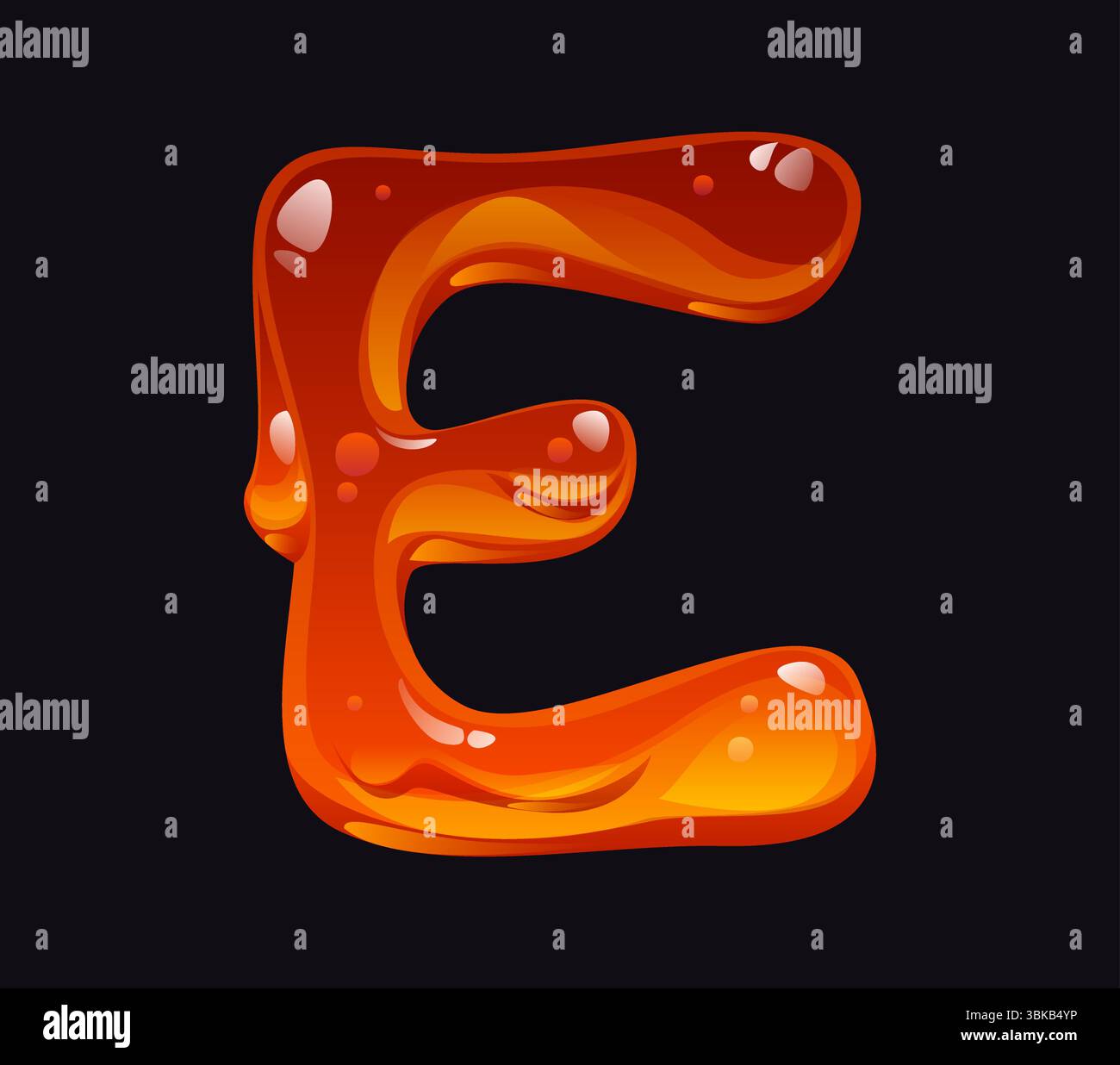 Liquid honey cartoon font letter E. Sweet candy typeset sign, liquid ...