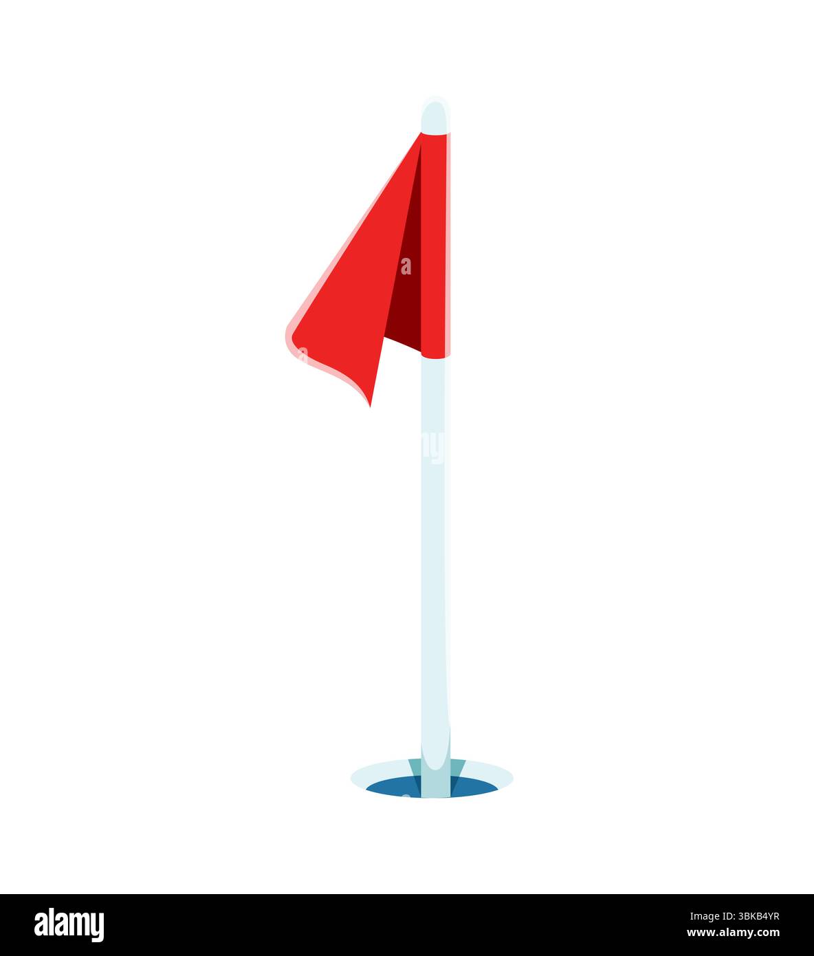 Cartoon number one as a red golf flag and hole, symbolizing game ...