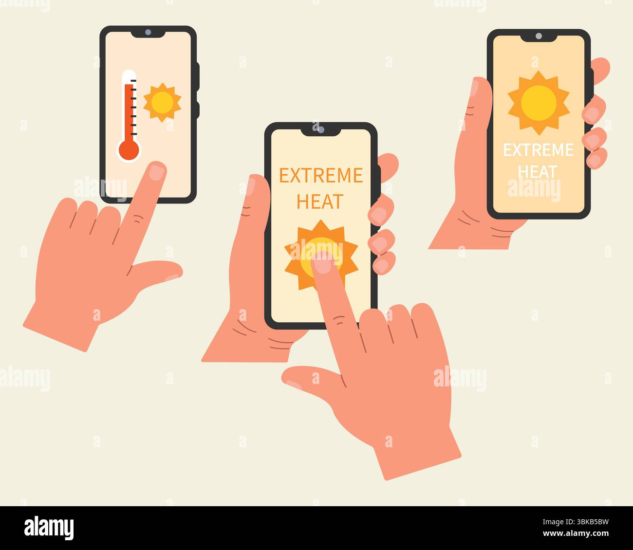 A hand holds a smartphone with a weather forecast on a mobile app ...