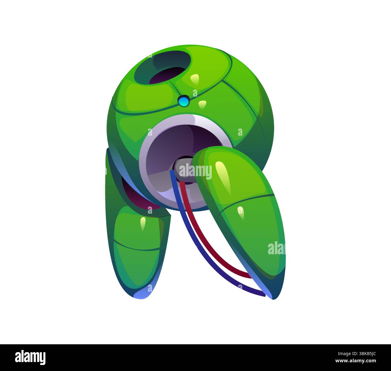 Cartoon robot hand font, letter R gear wheel in typeface, vector cyborg ...