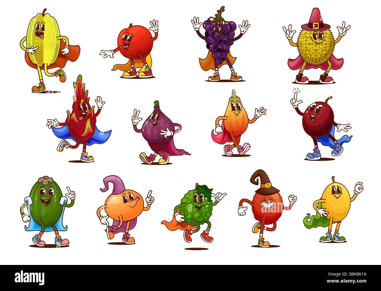 Cartoon halloween groovy fruit Cut Out Stock Images & Pictures - Alamy