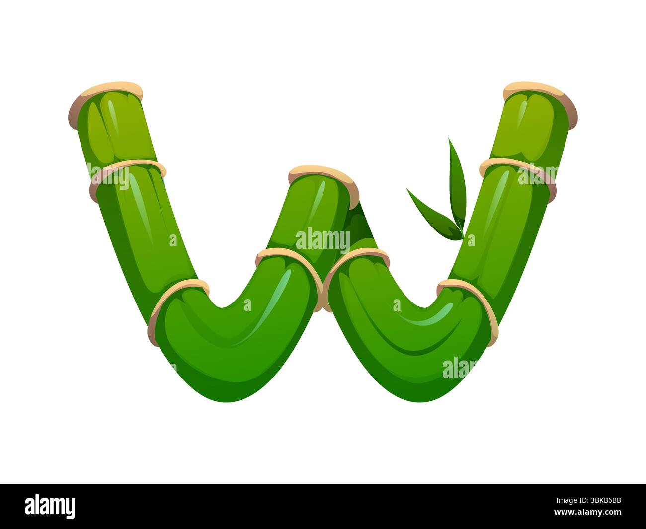 Garden bamboo plant font letter W. Tropical forest bamboo kids ABC font ...