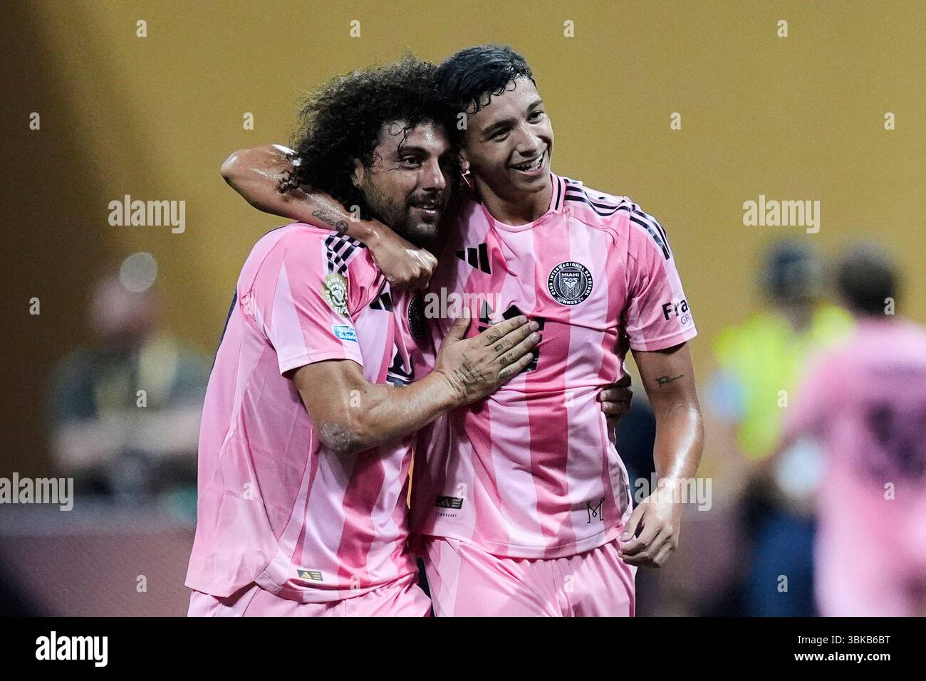 Inter Miami's Maximiliano Falcon, left, and Tomas Aviles hug after the ...