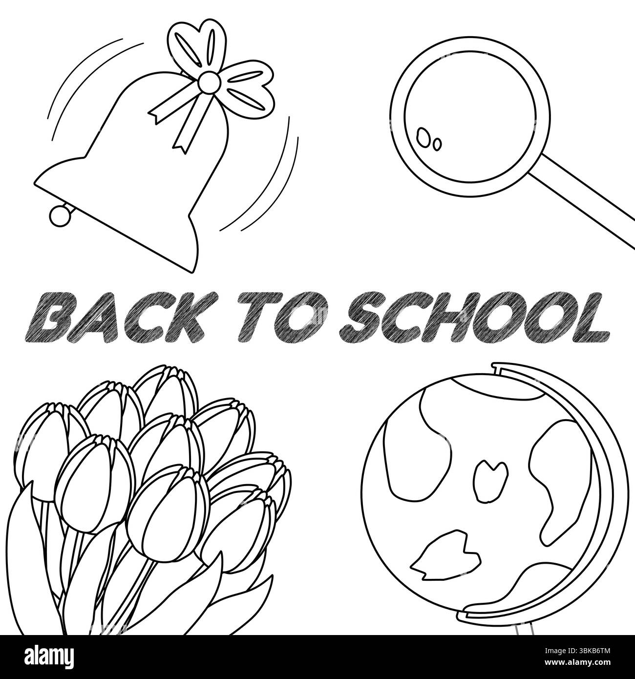 Coloring page with outline drawing of poster with back to school vector ...