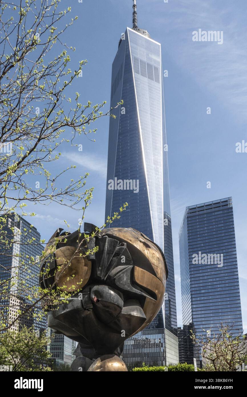 USA, New York City, ground zero, sculpture The Sphere by Tom Koenig ...