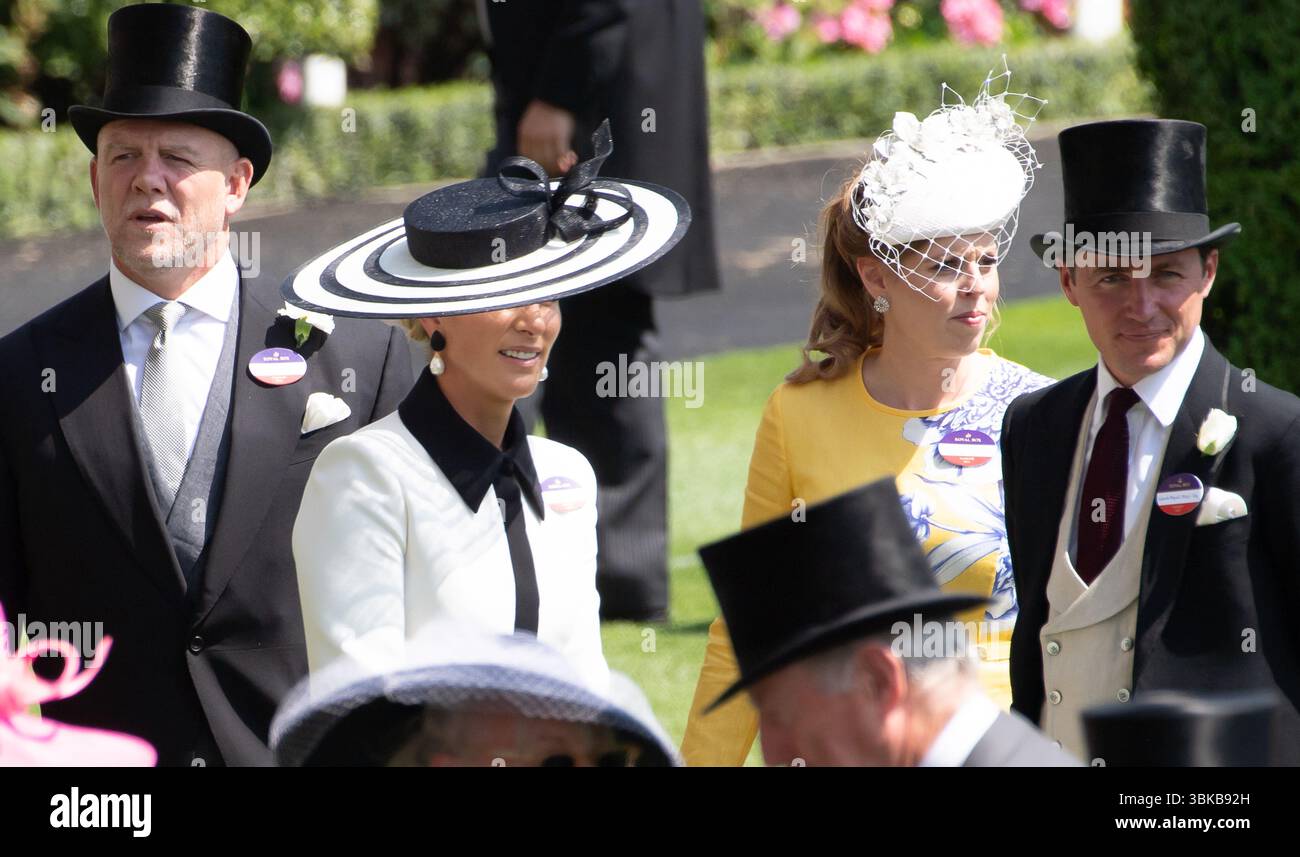 Ascot, Berkshire, UK. 19th June, 2025. Zara Tindall and her husband ...