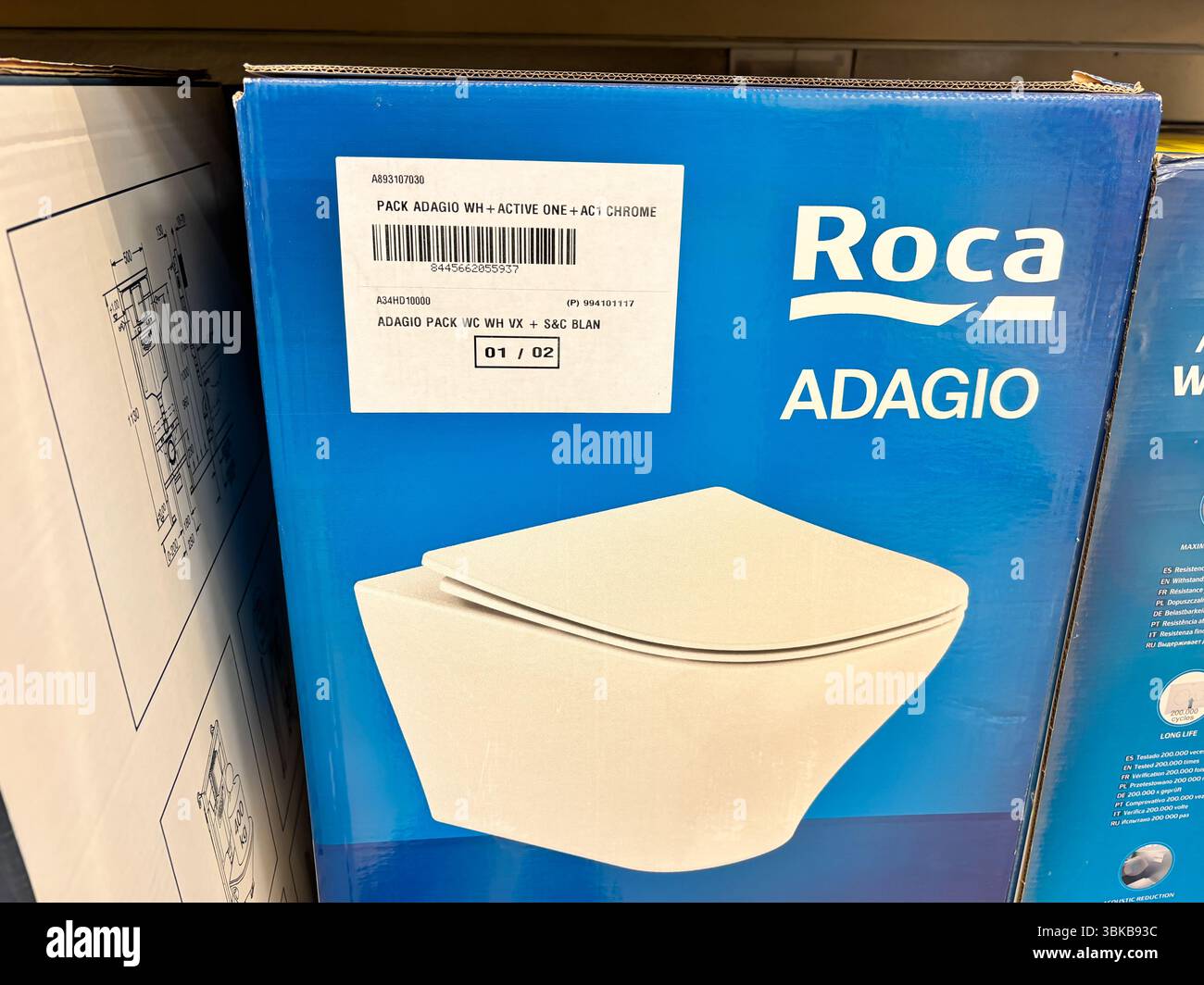 Alicante, Spain - June 18, 2025: Roca Adagio toilet pack displayed in a ...