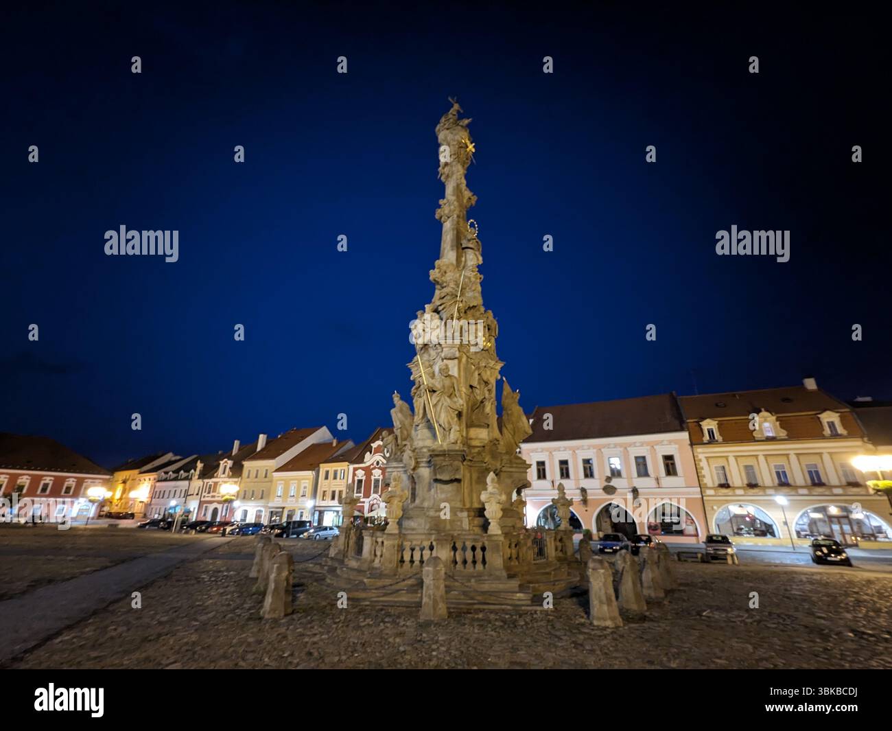 Kadan historical Czech town city center with main square and Town Hall ...