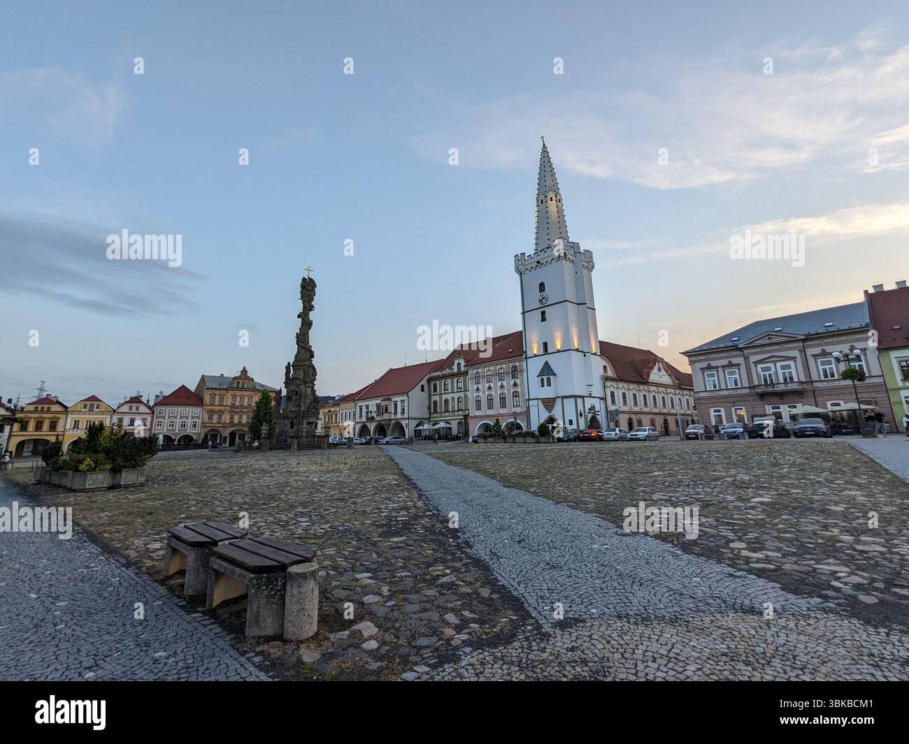 Kadan historical Czech town city center with main square and Town Hall ...