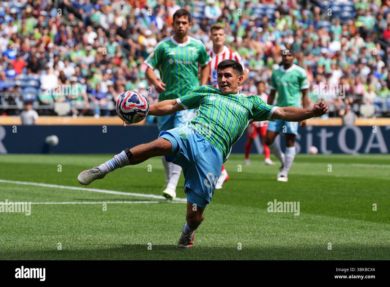 Seattle Sounders' Kalani Kossa-Rienzi clears the ball during the Club ...