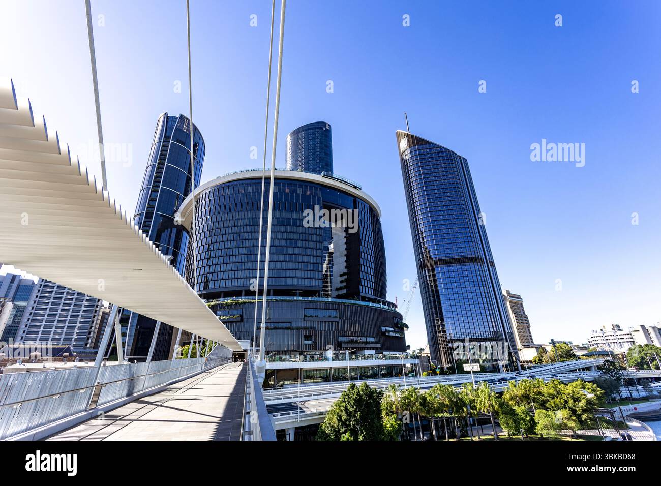 High-rise buildings seen from the Neville Bonner Bridge in downtown ...