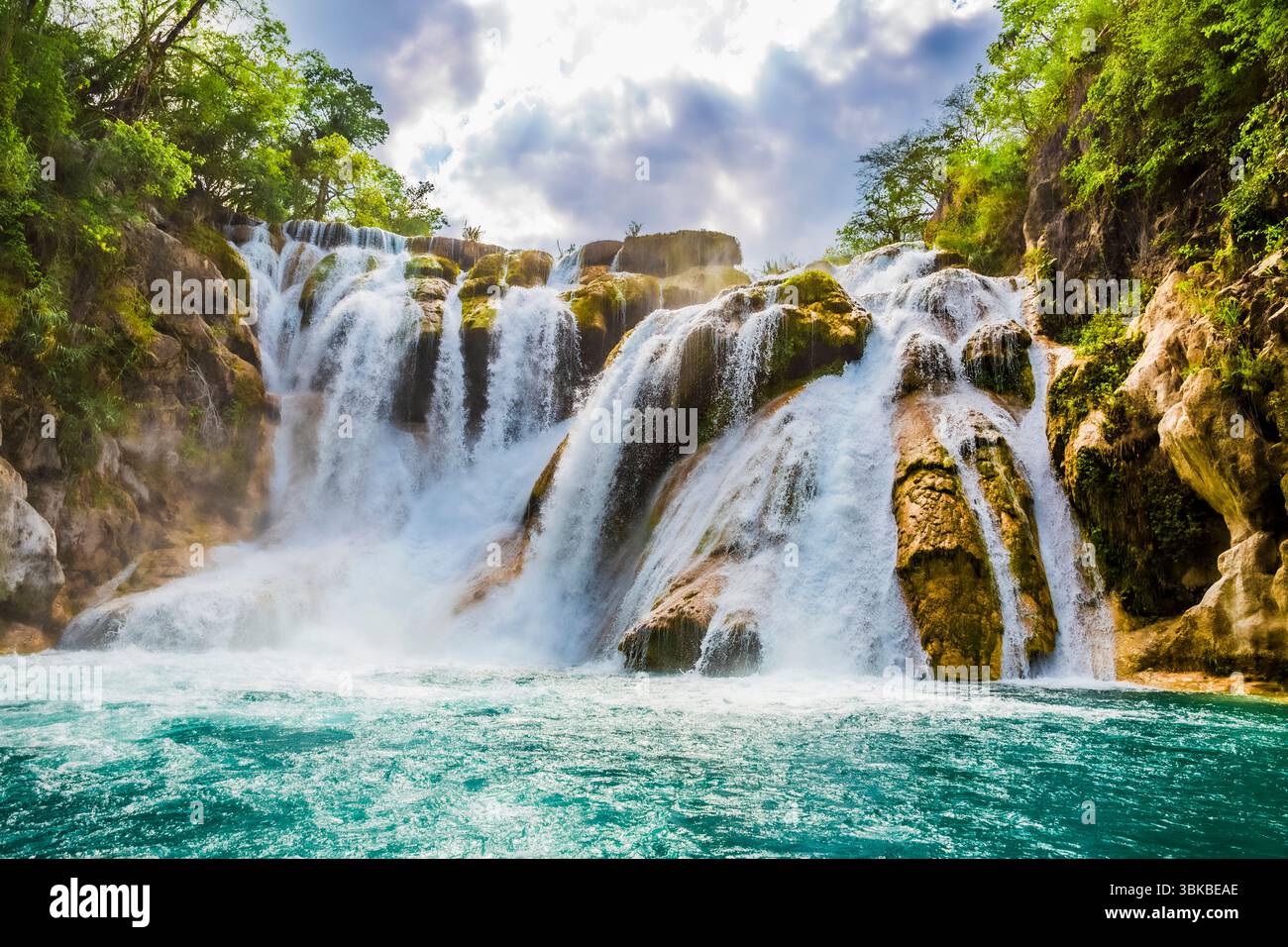 El Meco Waterfall, Huasteca Potosina in the State of San Luis Potosí ...