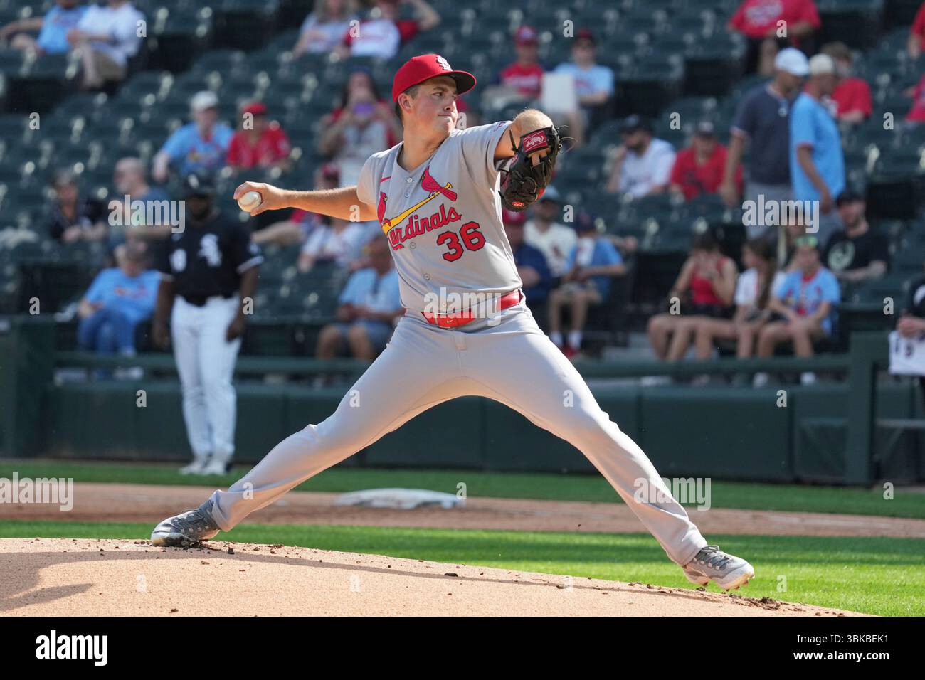 St. Louis Cardinals starting pitcher Michael McGreevy throws against ...