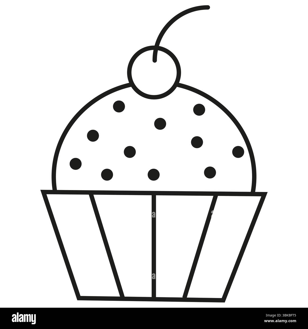 Cupcake cherry icon. Sweet muffin vector. Topping dot shape. Paper ...