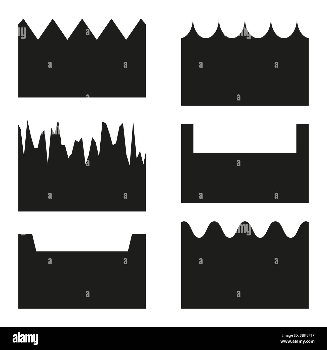 Torn paper shapes. Jagged black outline. Vector rough edges. Abstract ...