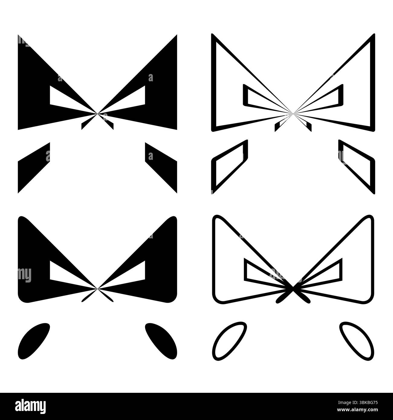 Geometric arrow symbols. Black white triangular. Sharp angular shapes ...