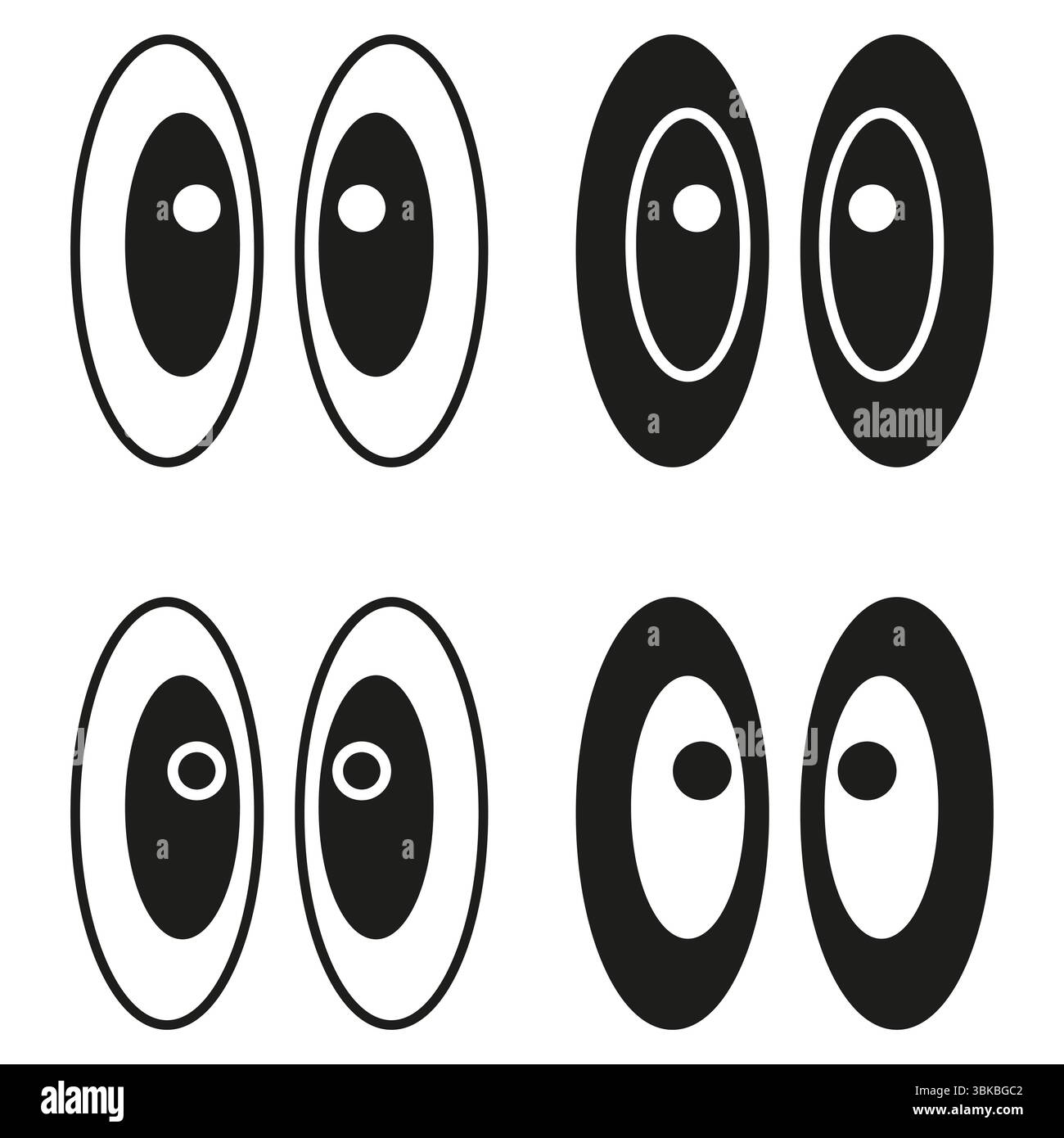 Eye symbol icons. Abstract oval shape. Black vector pupils. Repeating ...