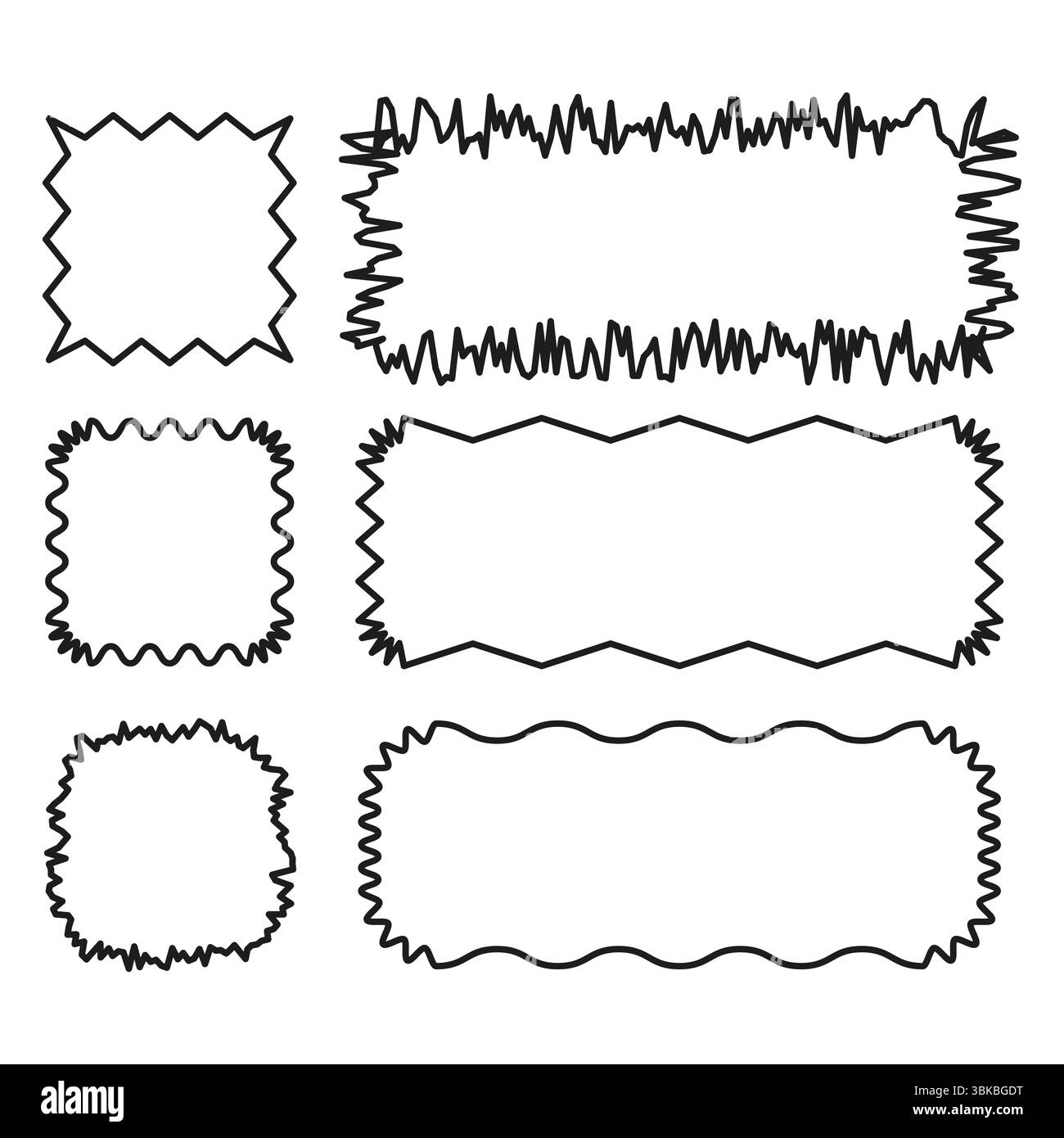Spiked frame set. Jagged border icons. Vector contour shapes. White ...