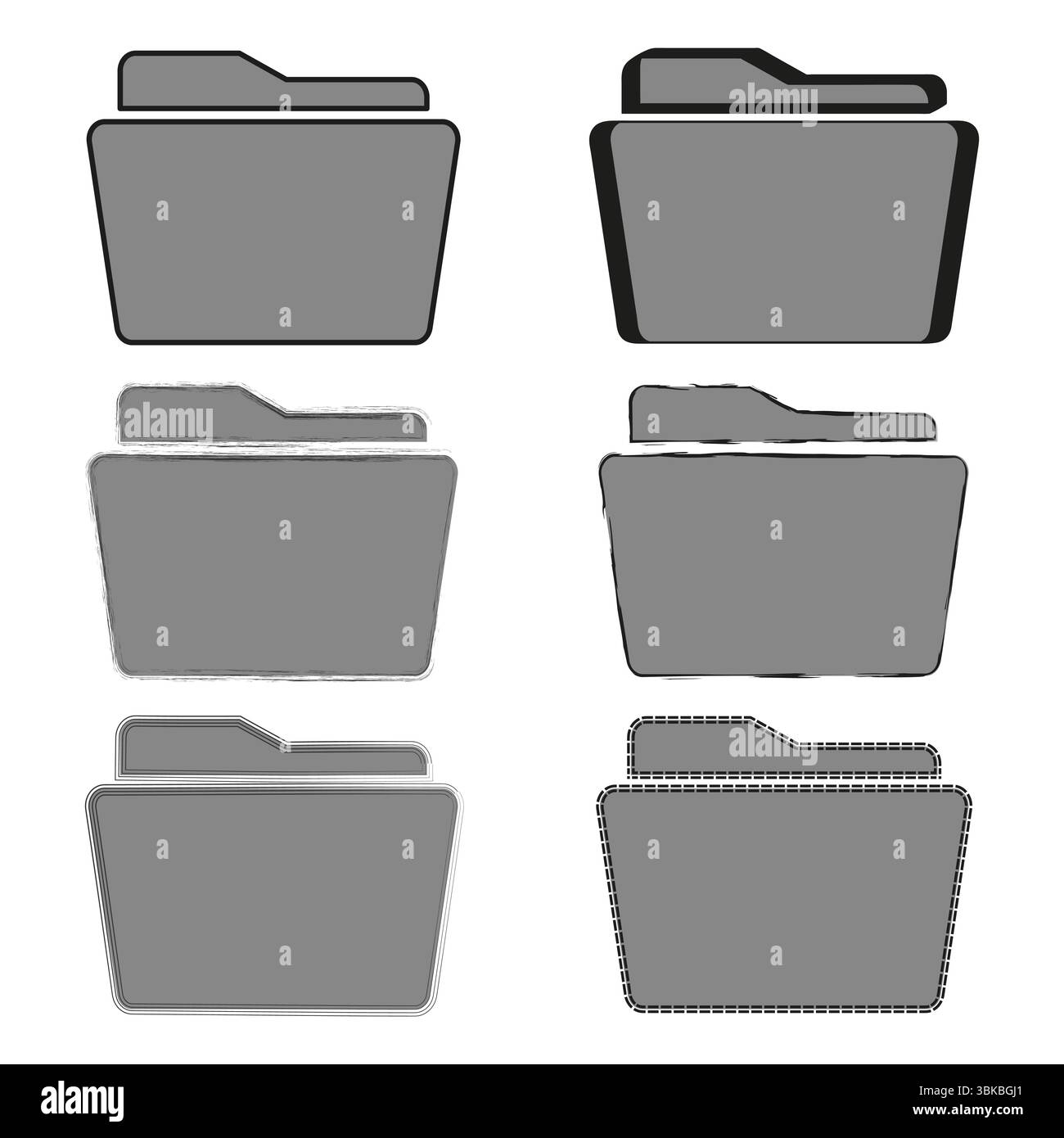 Folder shape icons. Vector document symbols. Grey file layout. Minimal ...
