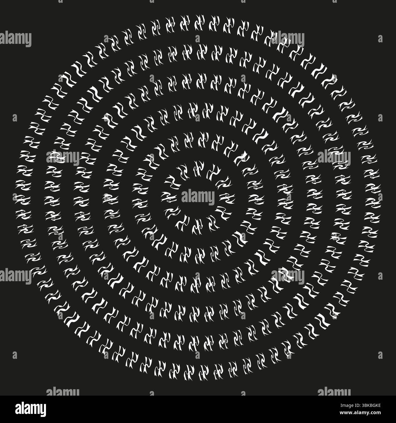 Circular dot pattern. Spiral point design. Vector radial motif. Concentric circle artwork Stock ...