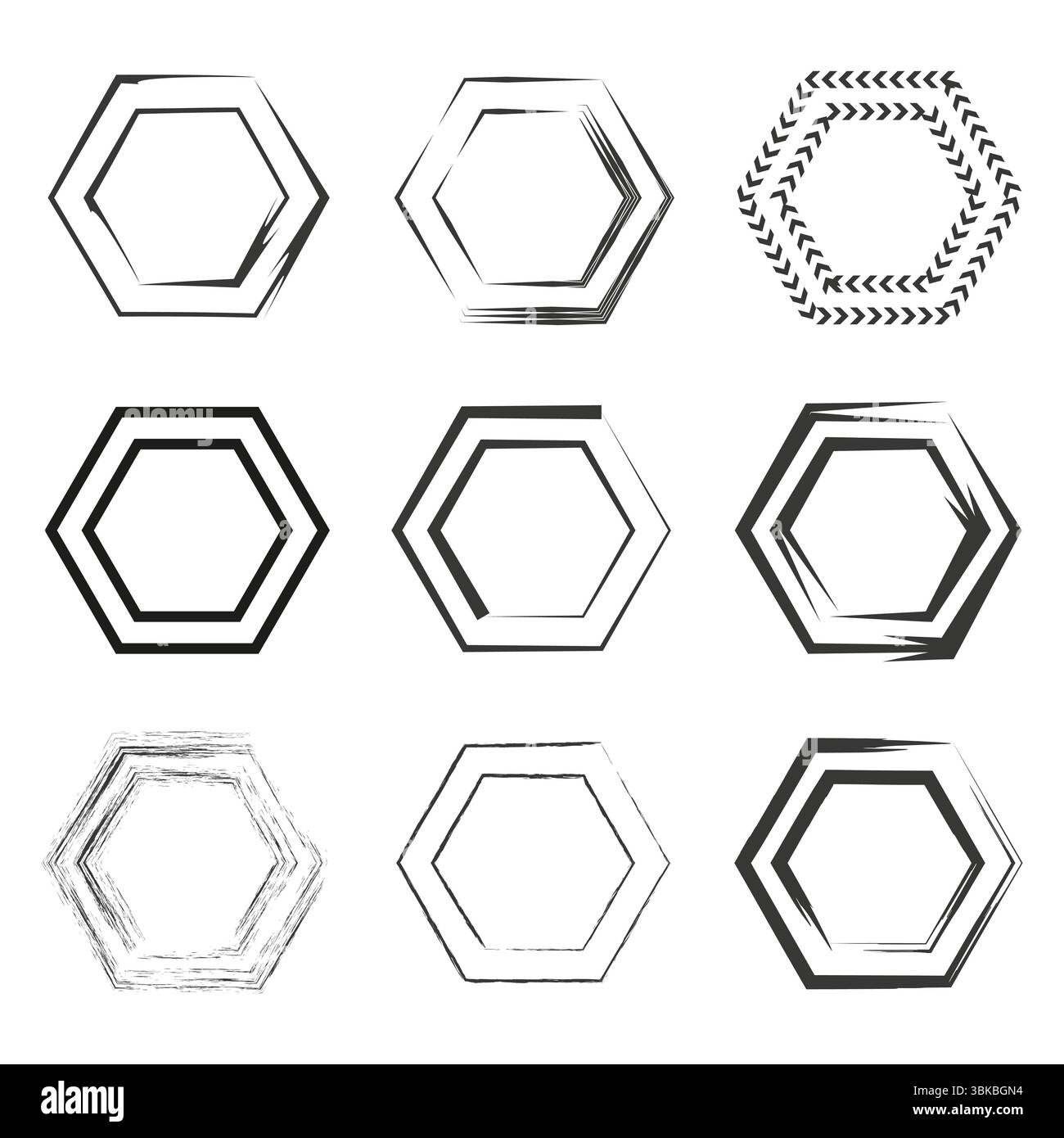 Hexagon outline collection. Geometric shape borders. Vector polygon frames. Clean linear ...