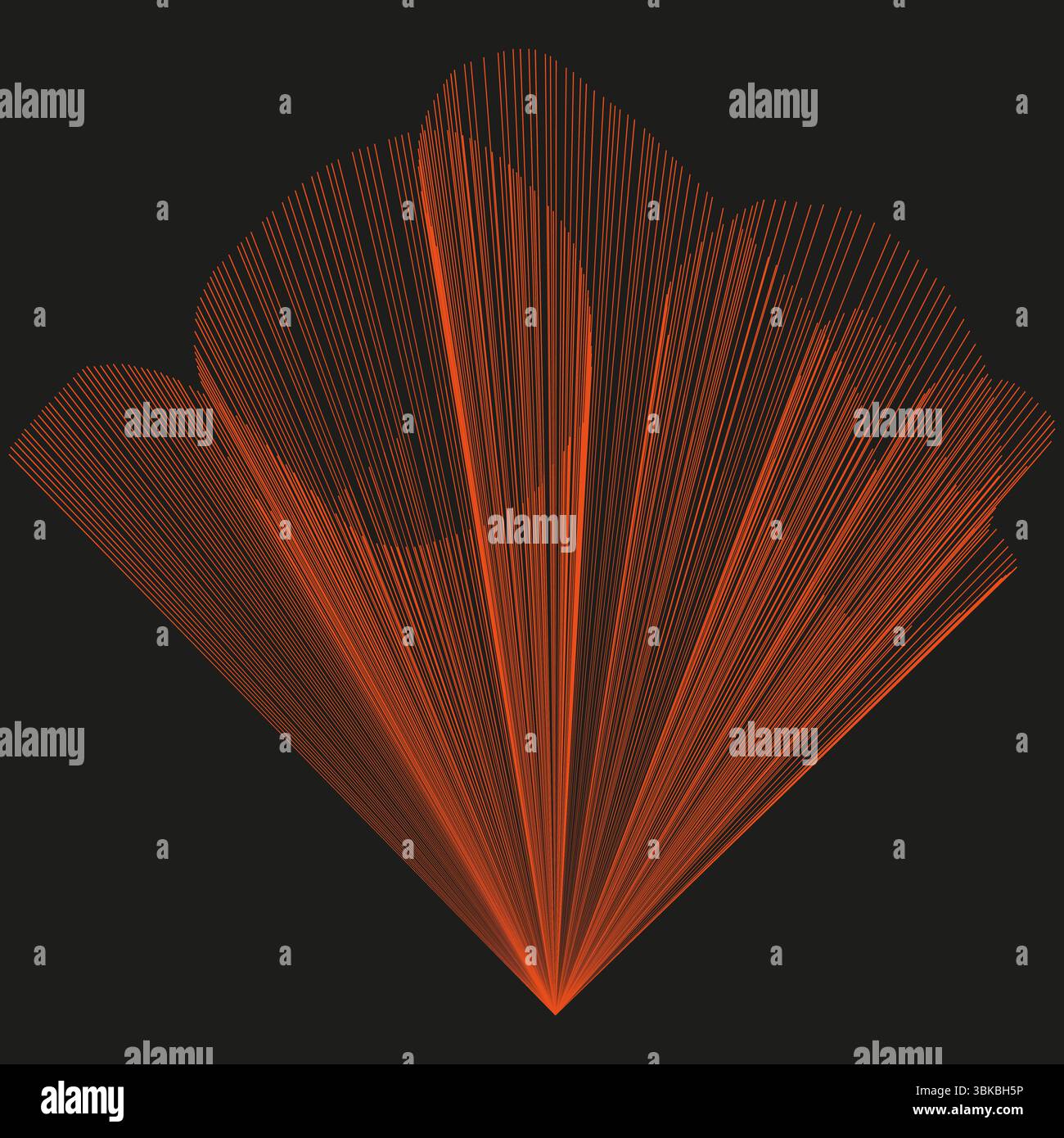 Abstract fan lines. Radial burst pattern. Orange light rays. Vector ...