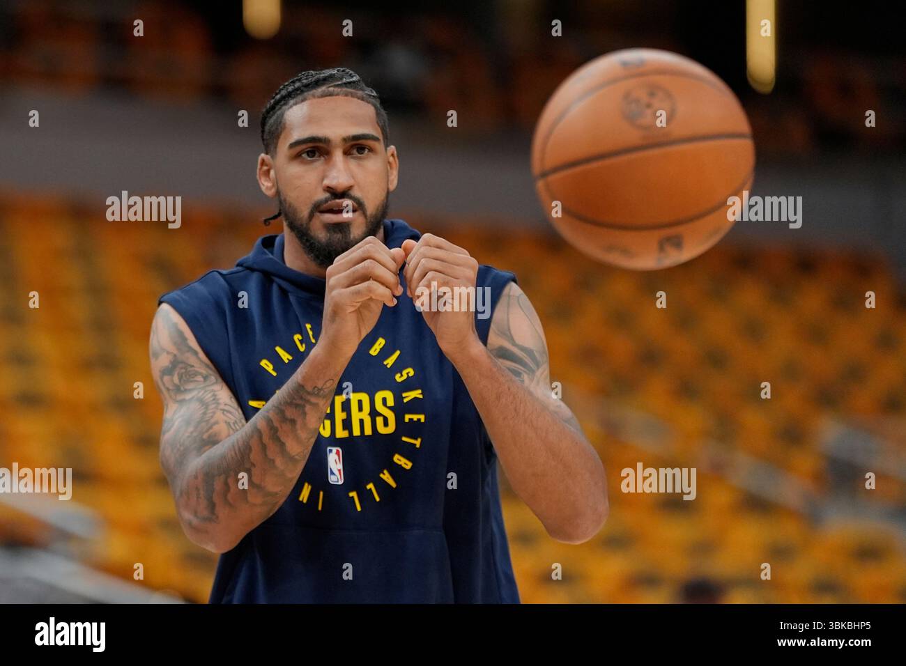 Indiana Pacers forward Obi Toppin warms up prior to Game 6 of the NBA ...