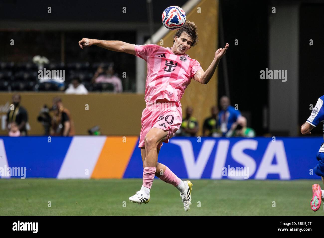 Inter Miami CF midfielder Benjamin Cremaschi (30) heads the ball during ...