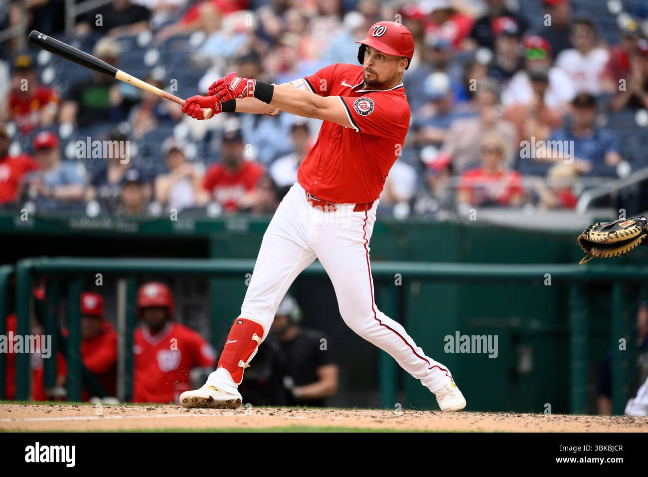 Washington Nationals' Nathaniel Lowe in action during a baseball game ...