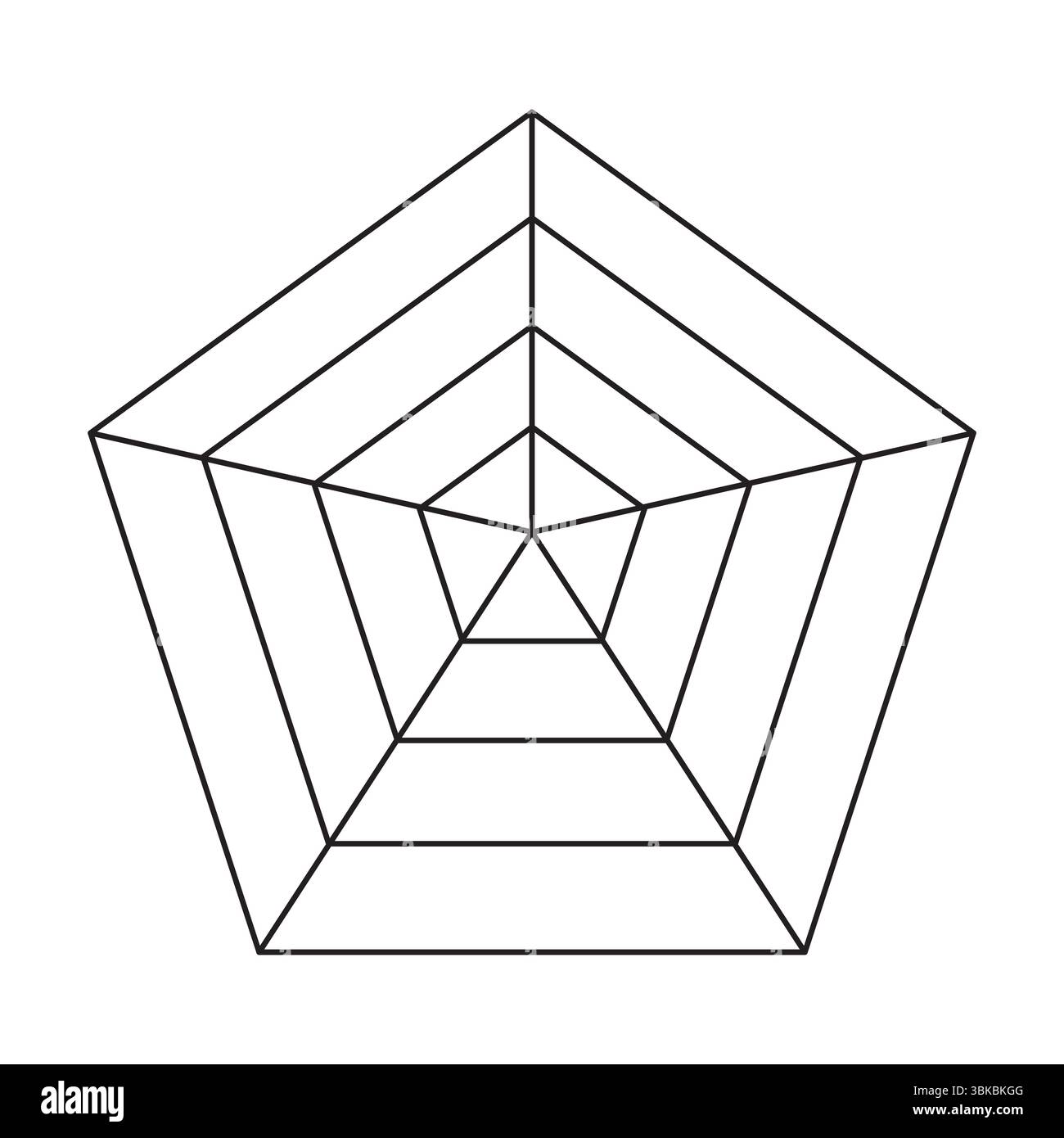 Pentagon web diagram. Radar chart pattern. Five point vector ...