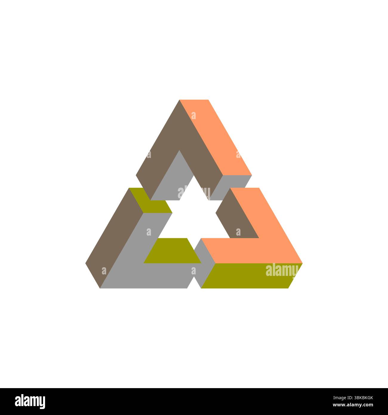 Impossible triangle shape. 3D optical illusion. Abstract vector icon ...