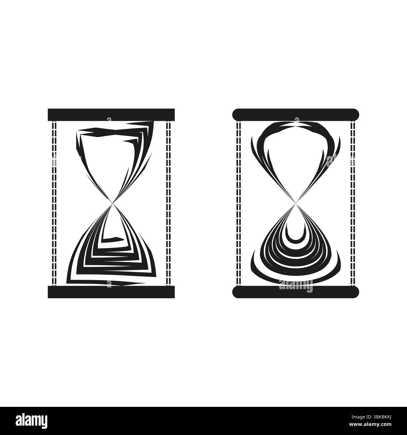 Hourglass icon. Time flow symbol. Sand container shape. Vector contrast ...