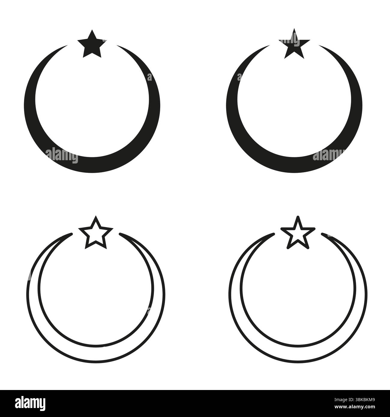 Crescent moon icon. Star symbol. Islamic emblem. Vector illustration ...