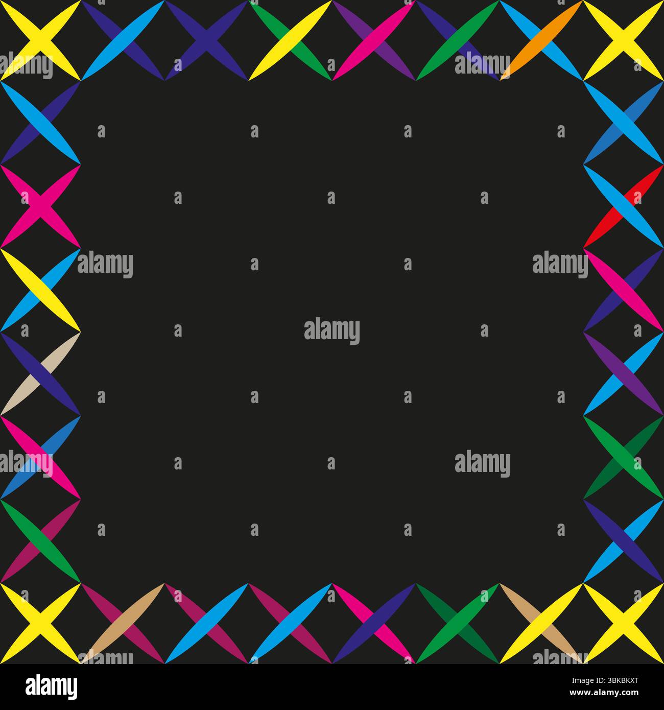 Color border frame. Bright corner shape. Black background contrast ...