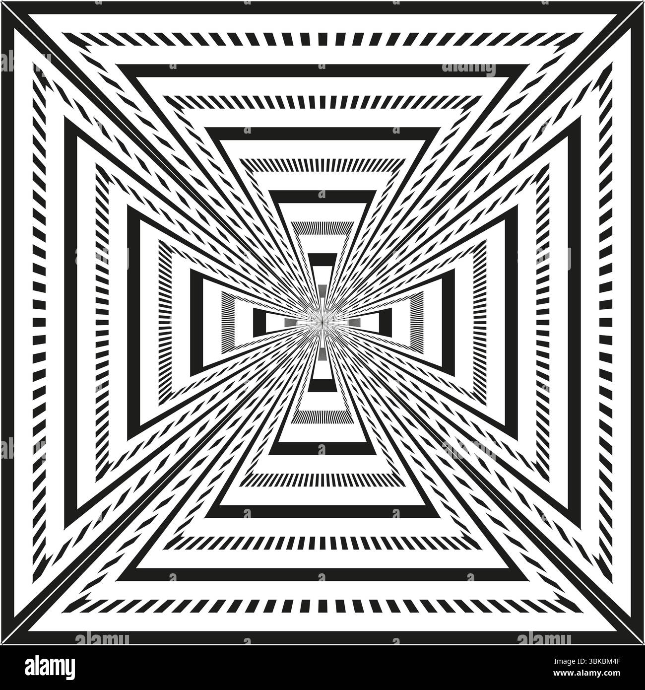 Tunnel square illusion. Depth perspective icon. Bold vector pattern ...