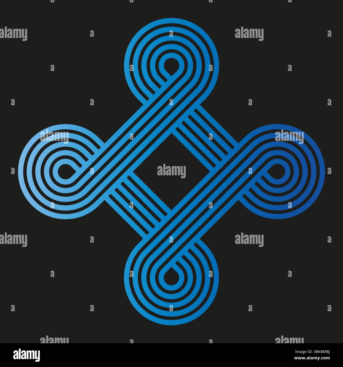 Blue loop icon. Circular stripe form. Connected swirl shape. Vector ...