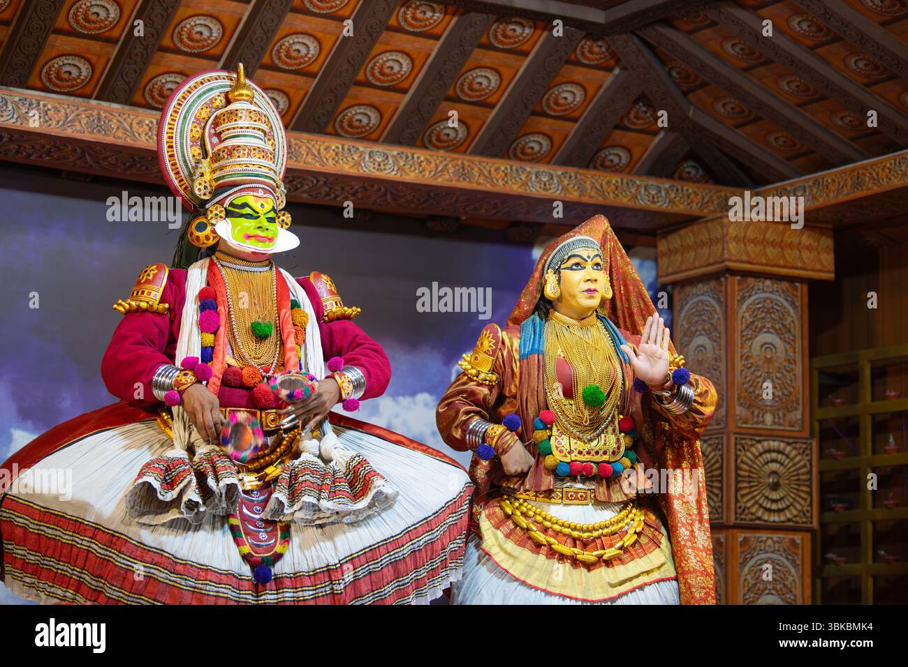 Kathakali Performance In Kerala, Malayalam Traditional Classic Indian Dance, Mime, Drama And ...