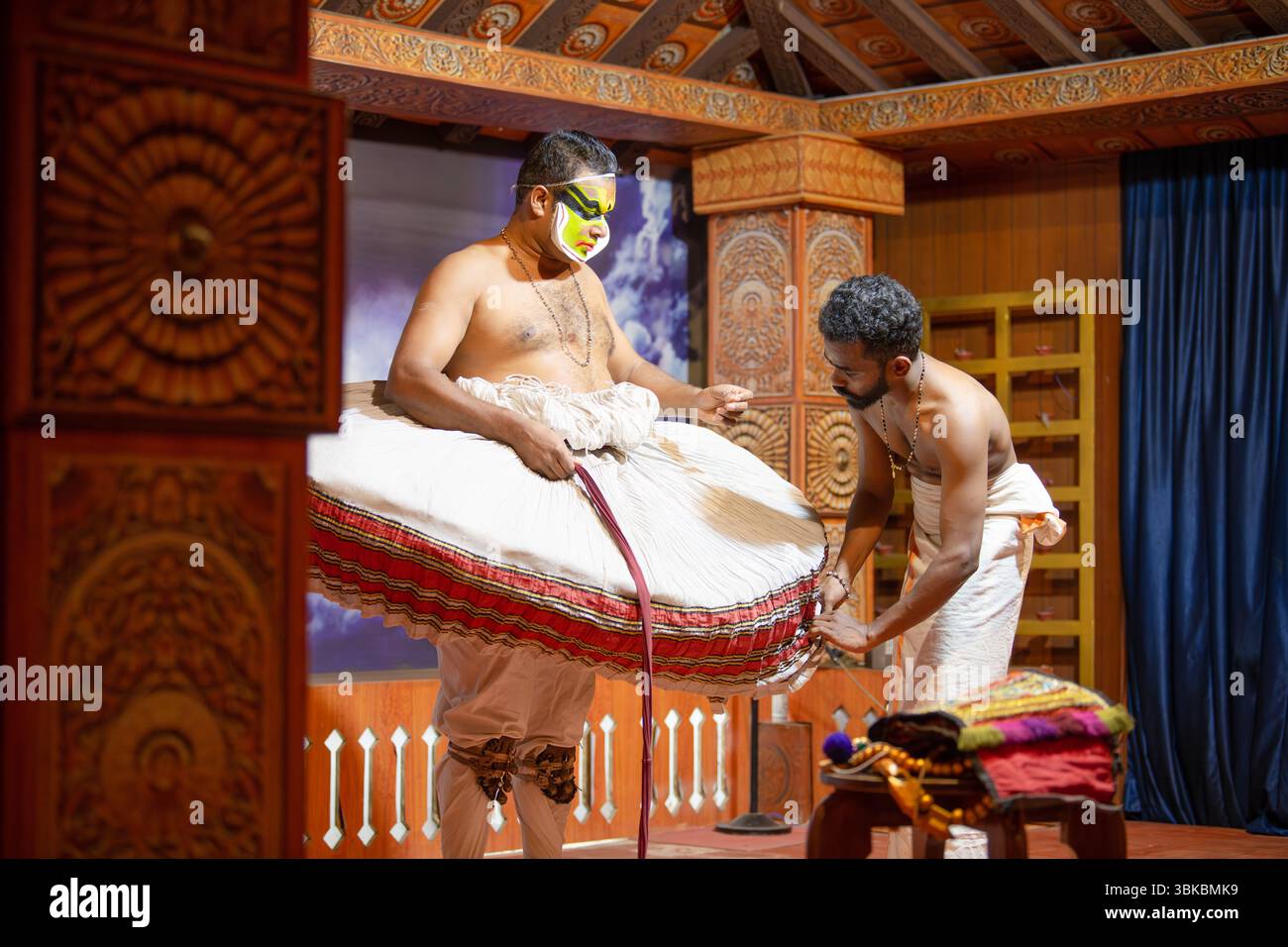 Kathakali Performer Gettig Dreesed, Kerala, Malayalam Traditional ...