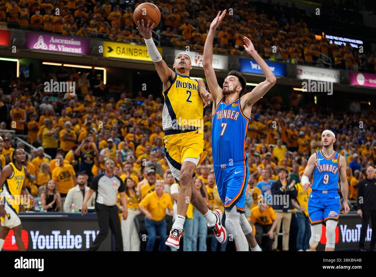 Indiana Pacers guard Andrew Nembhard (2) shoots as Oklahoma City ...