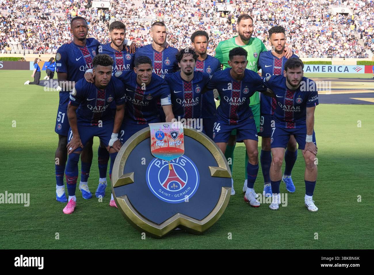 Paris Saint-Germain players pose for a team photo ahead of the Club ...