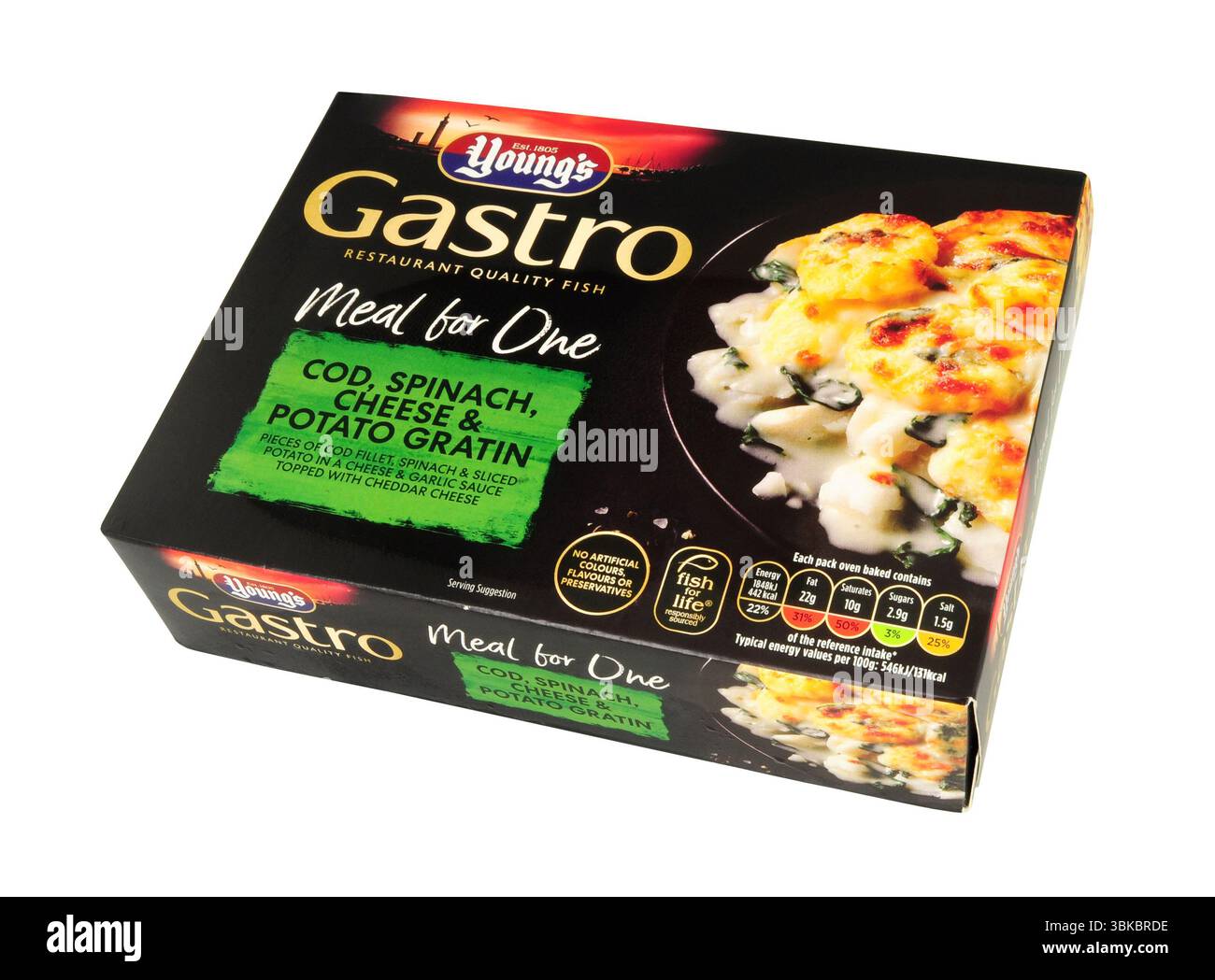 Youngs gastro frozen cod and potato gratin with spinach and cheese ...