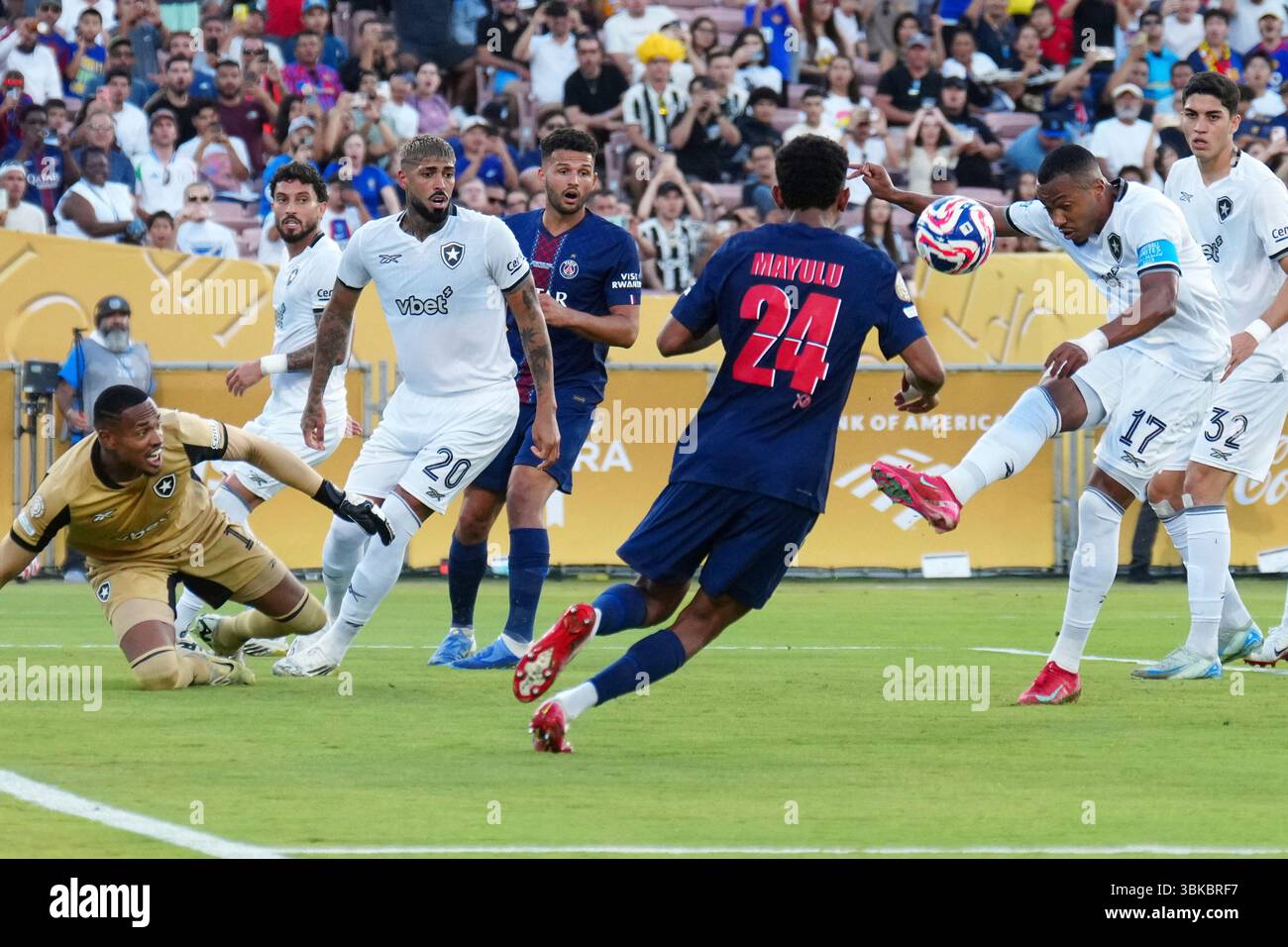 Botafogo's Marlon Freitas, right, clears the ball during the Club World ...