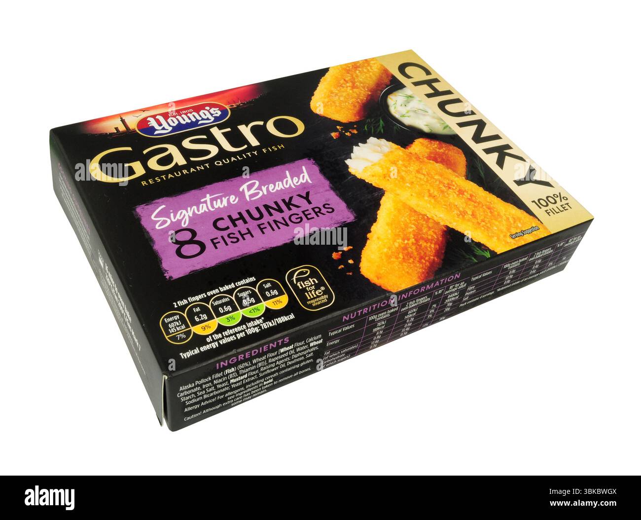 Youngs gastro signature breaded chunky fish fingers in a 320g eight ...