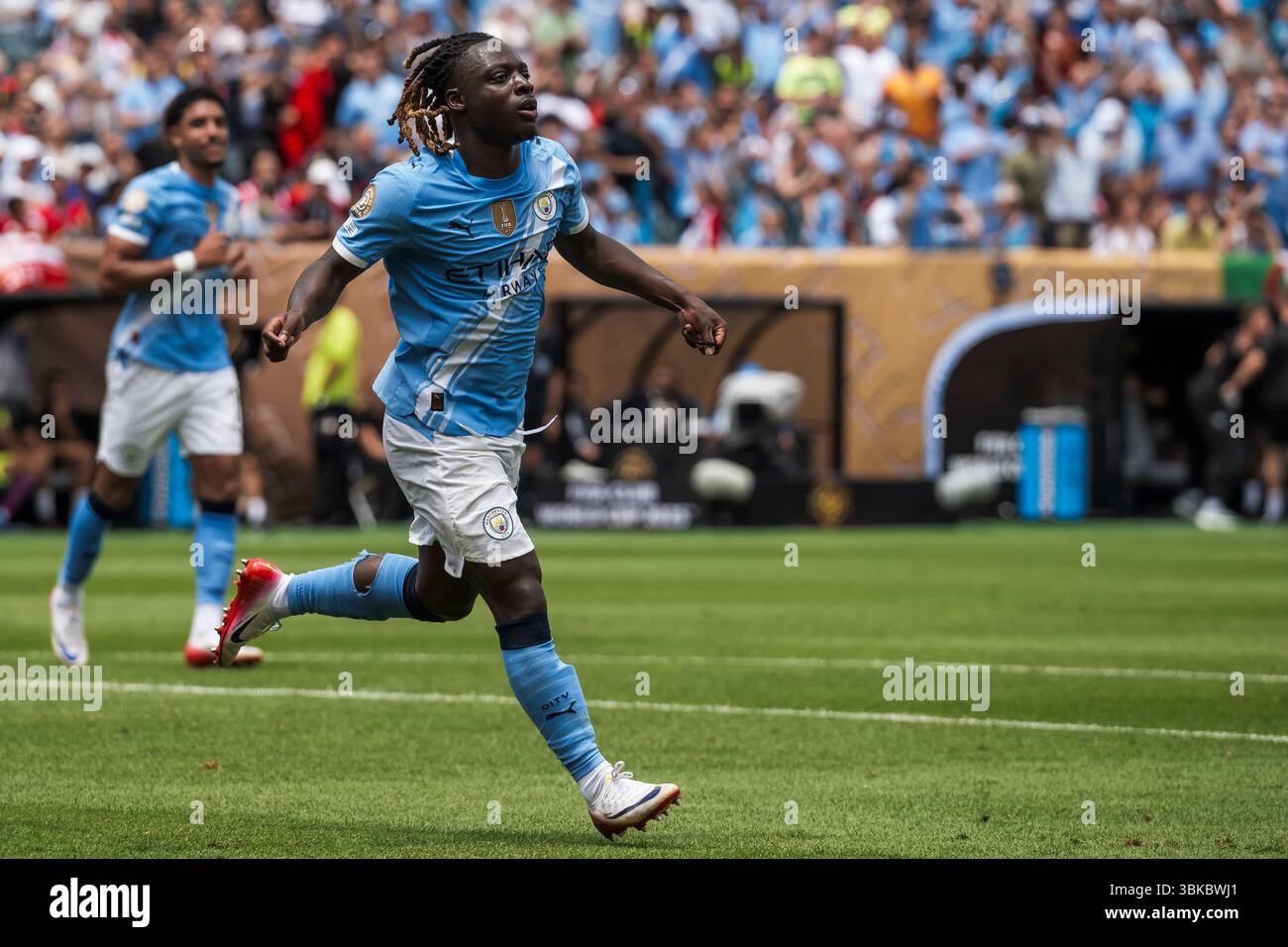 Jeremy Doku of Manchester City FC celebrates after scoring a goal ...