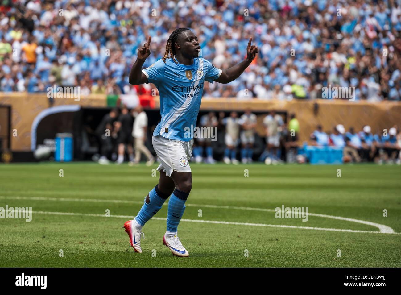Jeremy Doku of Manchester City FC celebrates after scoring a goal ...