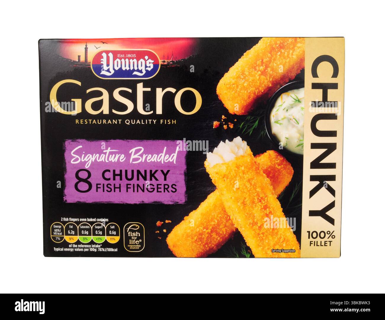 Youngs gastro signature breaded chunky fish fingers in a 320g eight ...