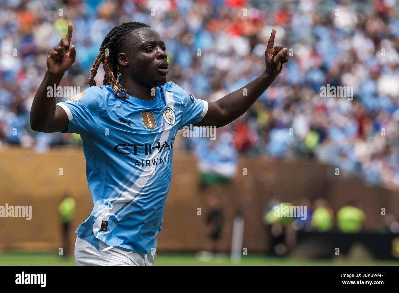 Jeremy Doku of Manchester City FC celebrates after scoring a goal ...